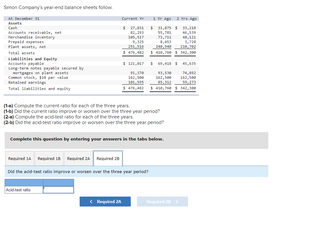 Solved (1-a) Compute the current ratio for each of the three | Chegg.com