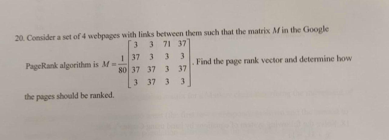Consider a set of 4 ﻿webpages with links between them | Chegg.com