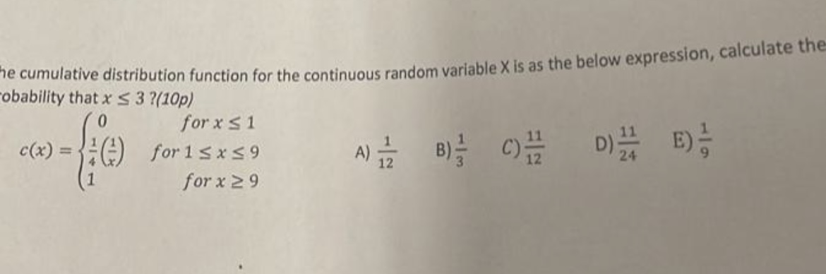 Solved he cumulative distribution function for the | Chegg.com