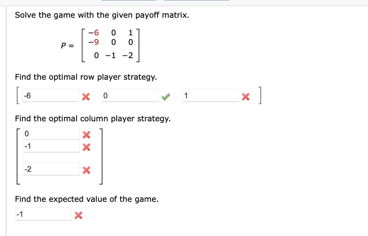 Solved Solve the game with the given payoff | Chegg.com