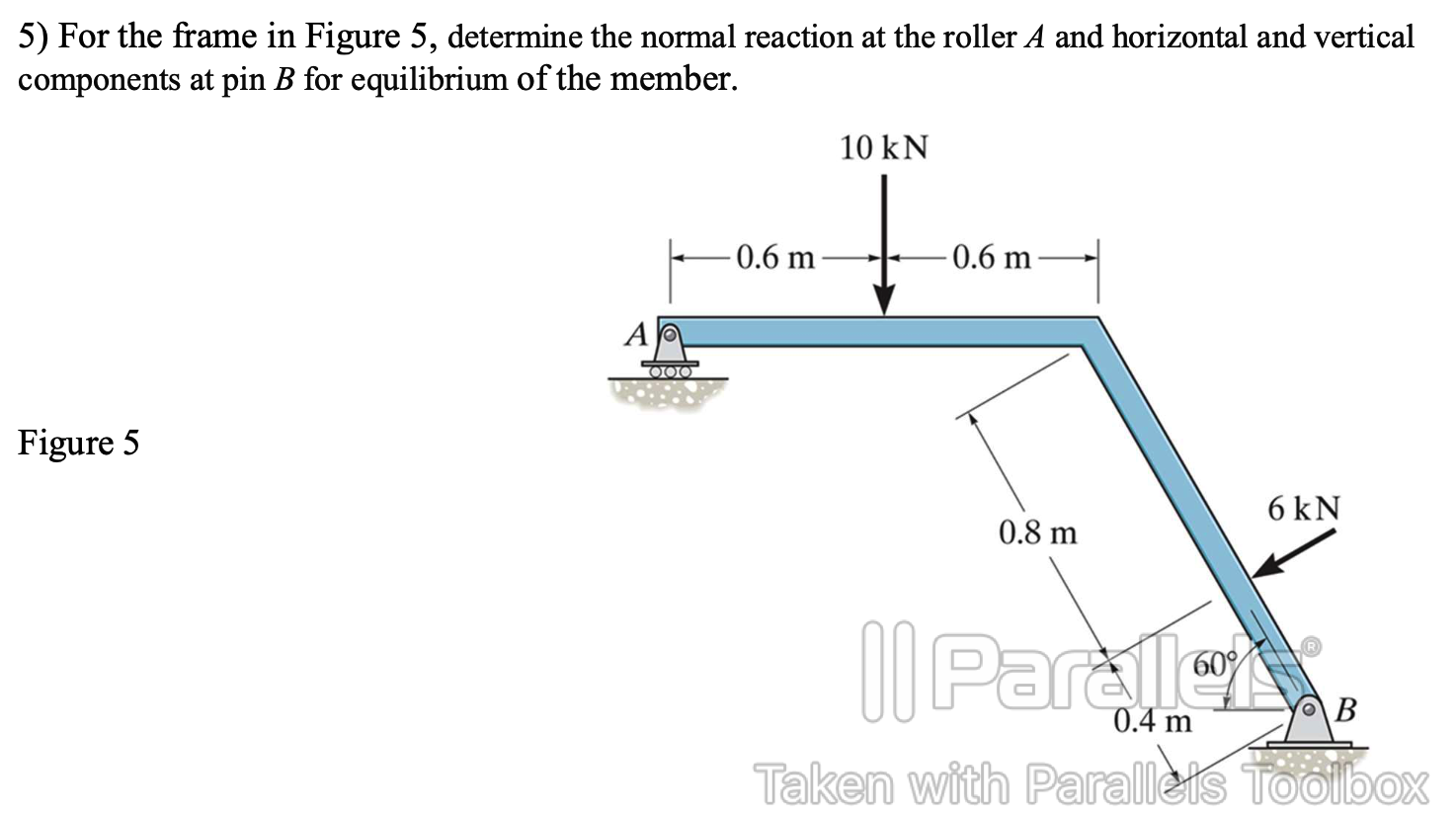 Solved 5) For the frame in Figure 5, determine the normal | Chegg.com