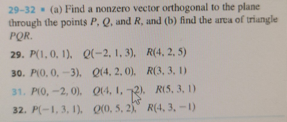 Solved 29-32 - (a) Find a nonzero vector orthogonal to the | Chegg.com