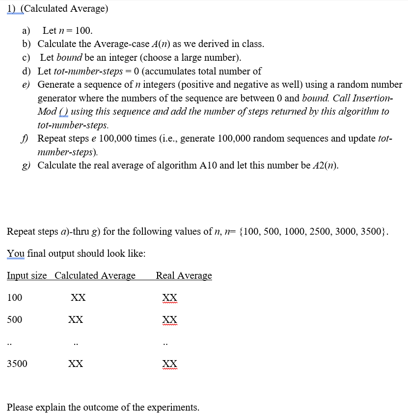 Solved Average Case In this project we will try to match the | Chegg.com