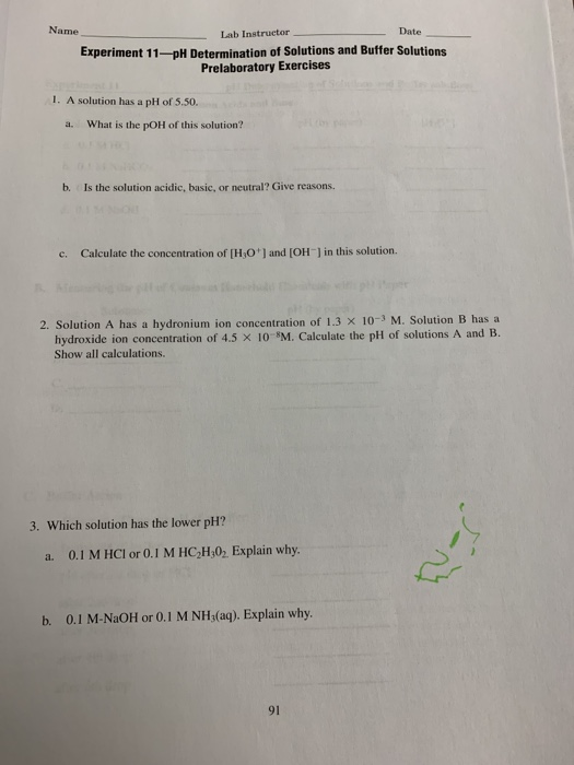 Solved Name Date Lab Instructor Experiment 11-pH | Chegg.com