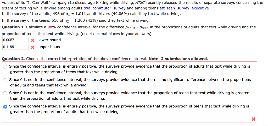 Solved As part of its "It Can Wait" campaign to discourage | Chegg.com