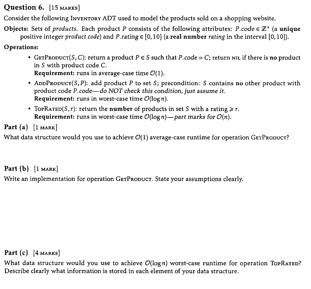 Solved Question 6. [15 MARKS) Consider the following | Chegg.com