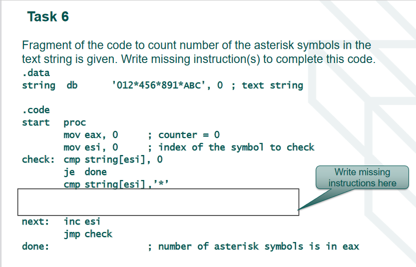 Solved Task 6 a Fragment of the code to count number of the | Chegg.com