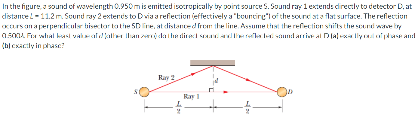 In the figure, a sound of wavelength 0.950m ﻿is | Chegg.com