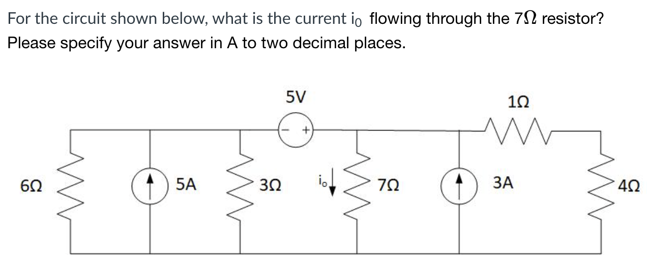 Solved For the circuit shown below, what is the current i0 | Chegg.com