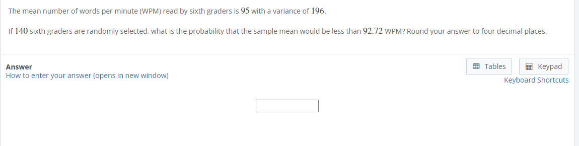 Solved The mean number of words per minute (WPM) read by | Chegg.com