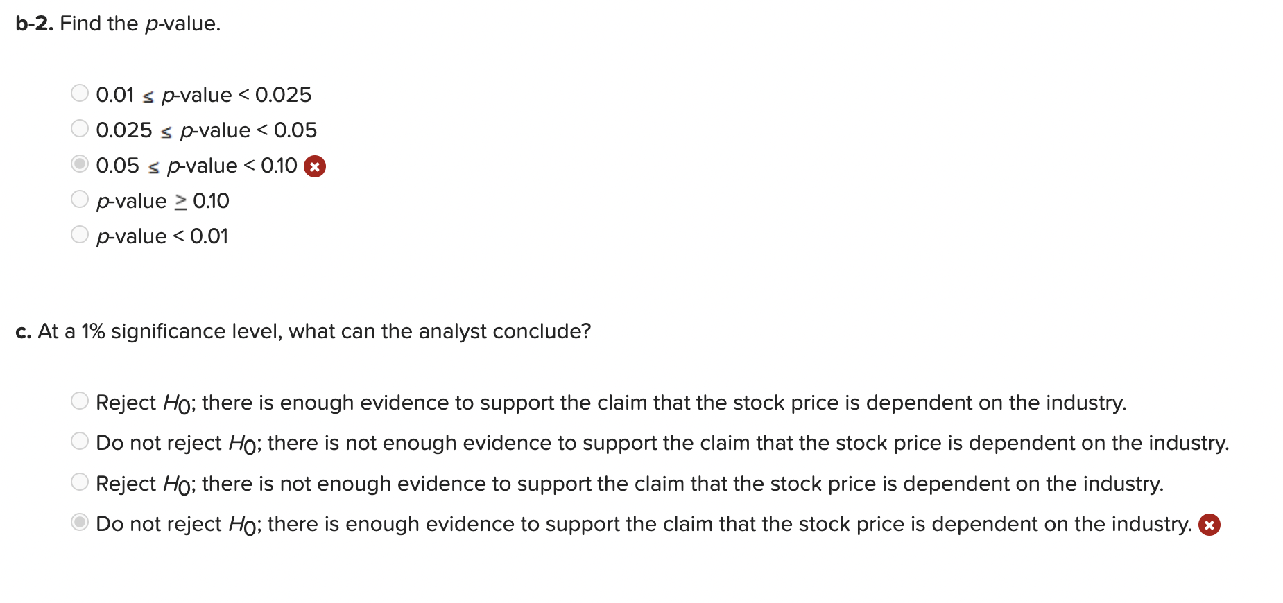 Solved b-2. Find the p-value. 0.01≤p-value | Chegg.com