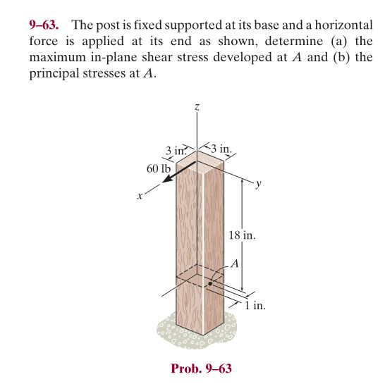 Solved 9-63. The post is fixed supported at its base and a | Chegg.com