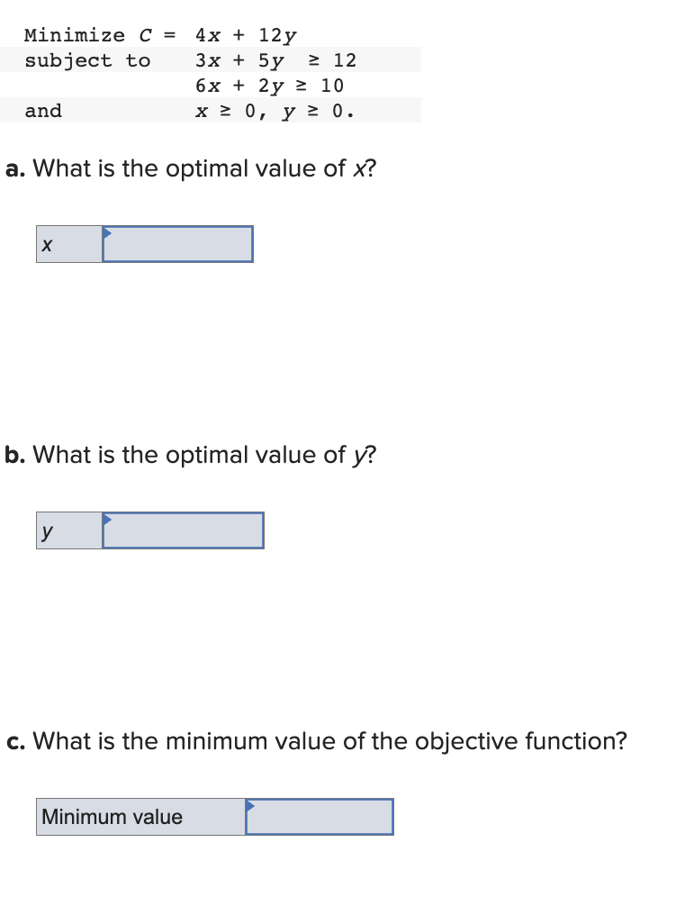 Solved Minimize C= subject to and | Chegg.com