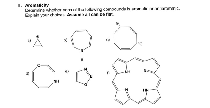 Solved I. Aromaticity Determine whether each of the | Chegg.com