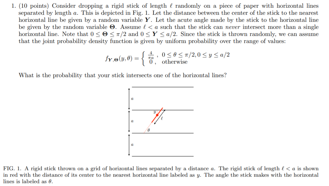 Solved 1. (10 points) Consider dropping a rigid stick of | Chegg.com