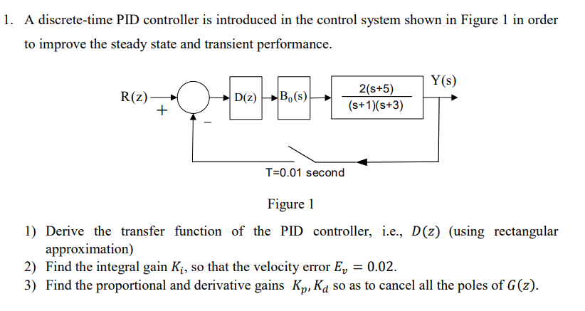 Solved A discrete-time PID controller is ﻿introduced in ﻿the | Chegg.com