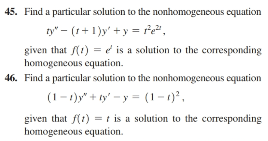 Solved 45. Find a particular solution to the nonhomogeneous | Chegg.com