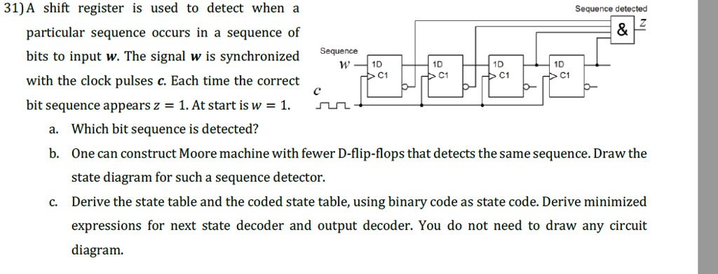 31) A shift register is used to detect when a | Chegg.com