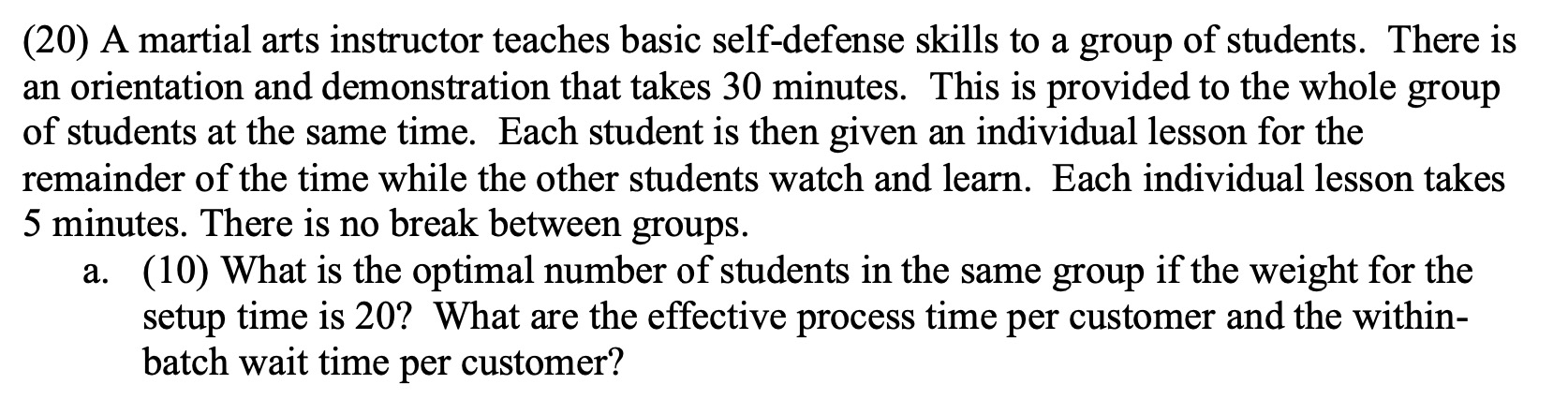 Solved (20) A martial arts instructor teaches basic | Chegg.com