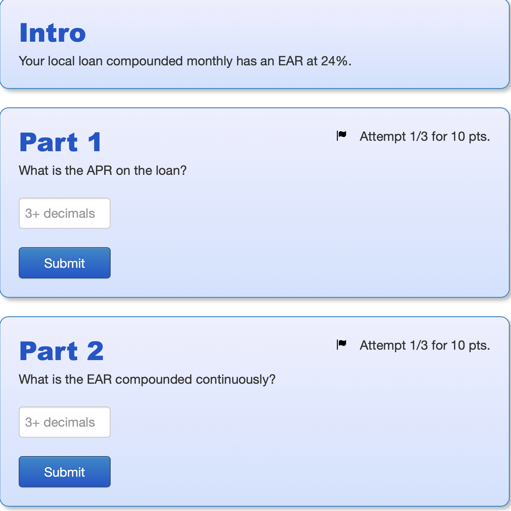 Solved Intro Your local loan compounded monthly has an EAR | Chegg.com
