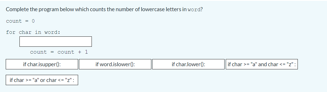 Solved Complete the program below which counts the number of | Chegg.com