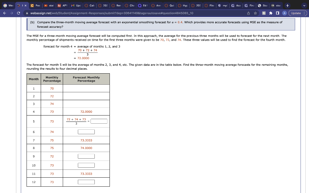 Solved forecast accuracy? forecast for month 4= average of | Chegg.com