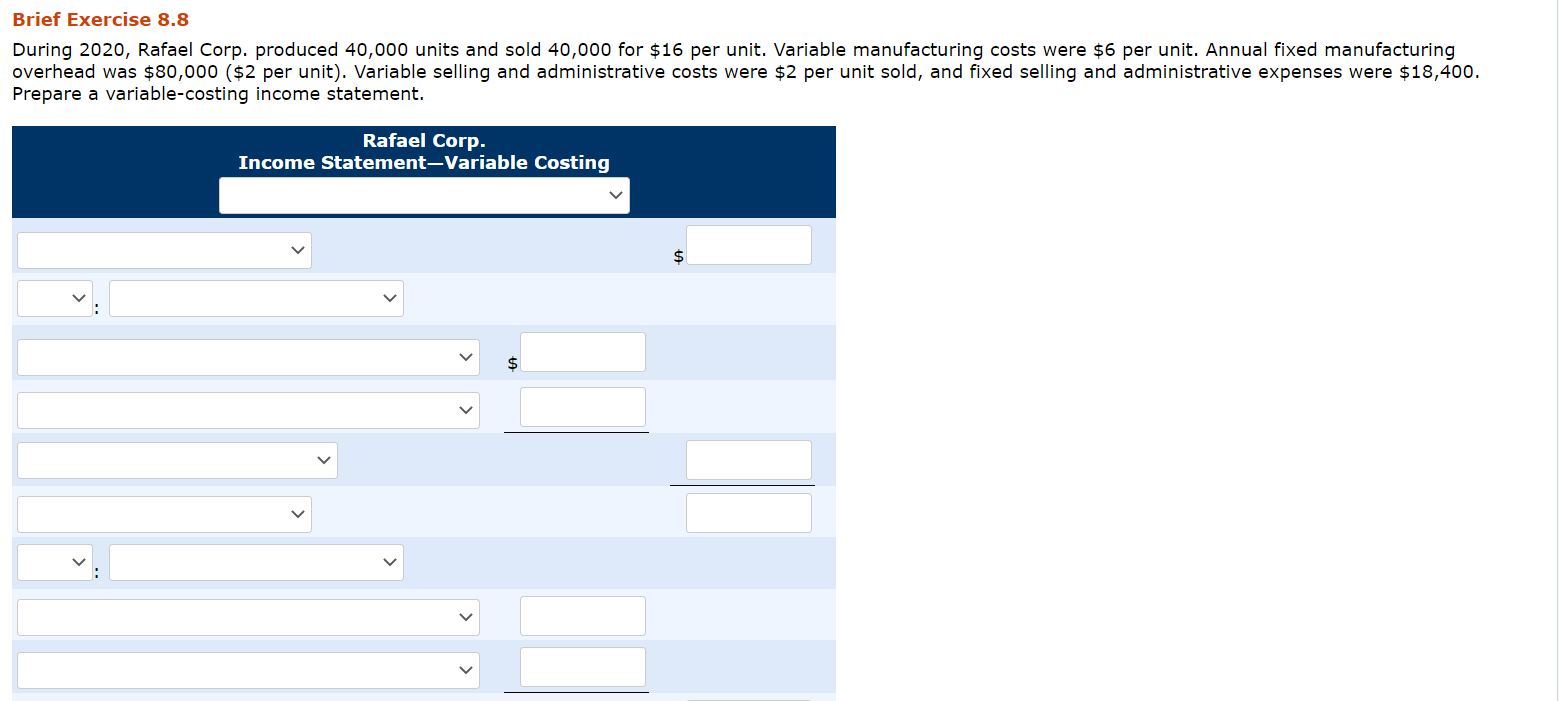 Solved Brief Exercise 8.8 During 2020, Rafael Corp. produced | Chegg.com