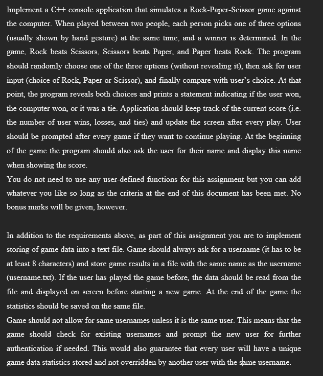 Solved Implement a C++ console application that simulates a | Chegg.com