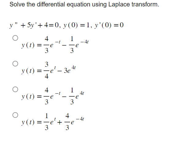 Solved Solve the differential equation using Laplace | Chegg.com