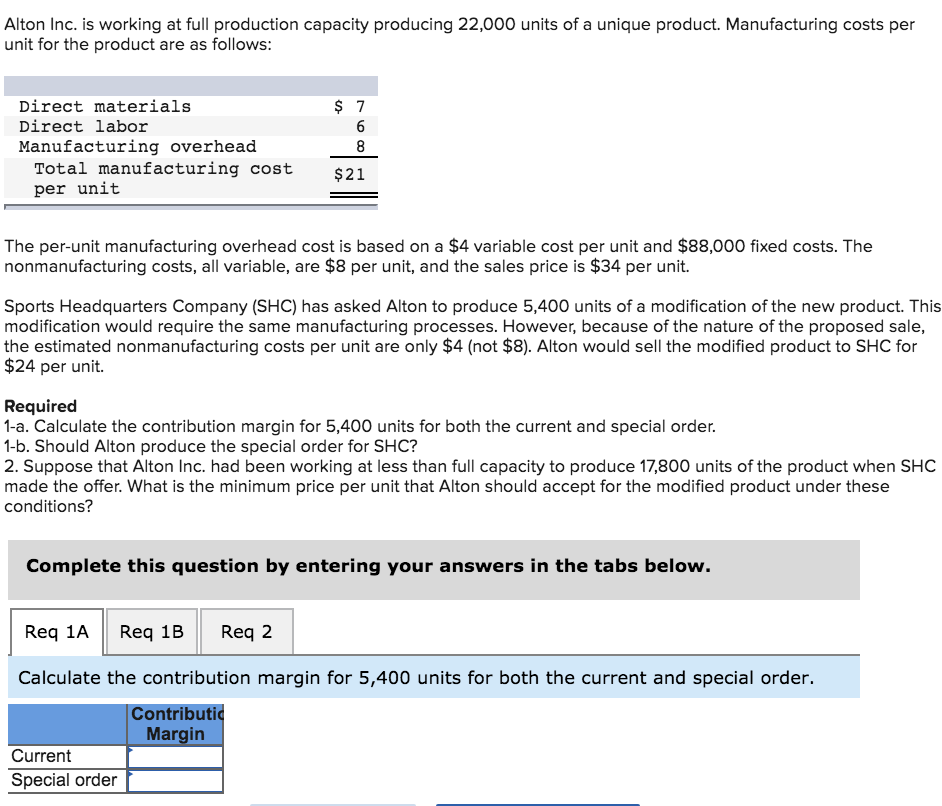 Solved Alton Inc. is working at full production capacity | Chegg.com