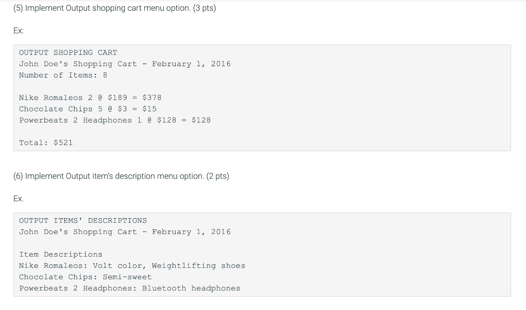 Solved 8.26 LAB*: Program: Online shopping cart (Part | Chegg.com