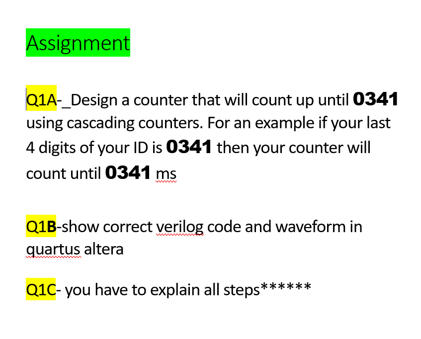 Solved Assignment Q1A-_Design a counter that will count up | Chegg.com