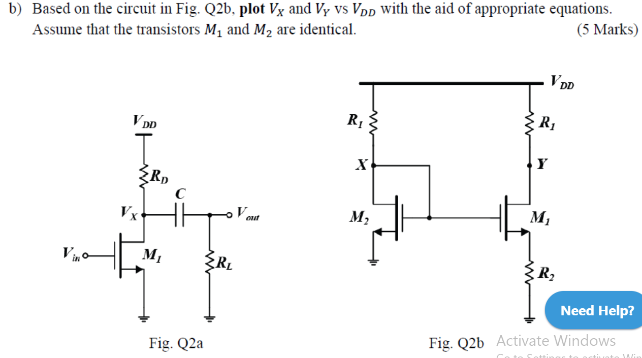 Solved b) Based on the circuit in Fig. Q2b, plot VX and VY | Chegg.com