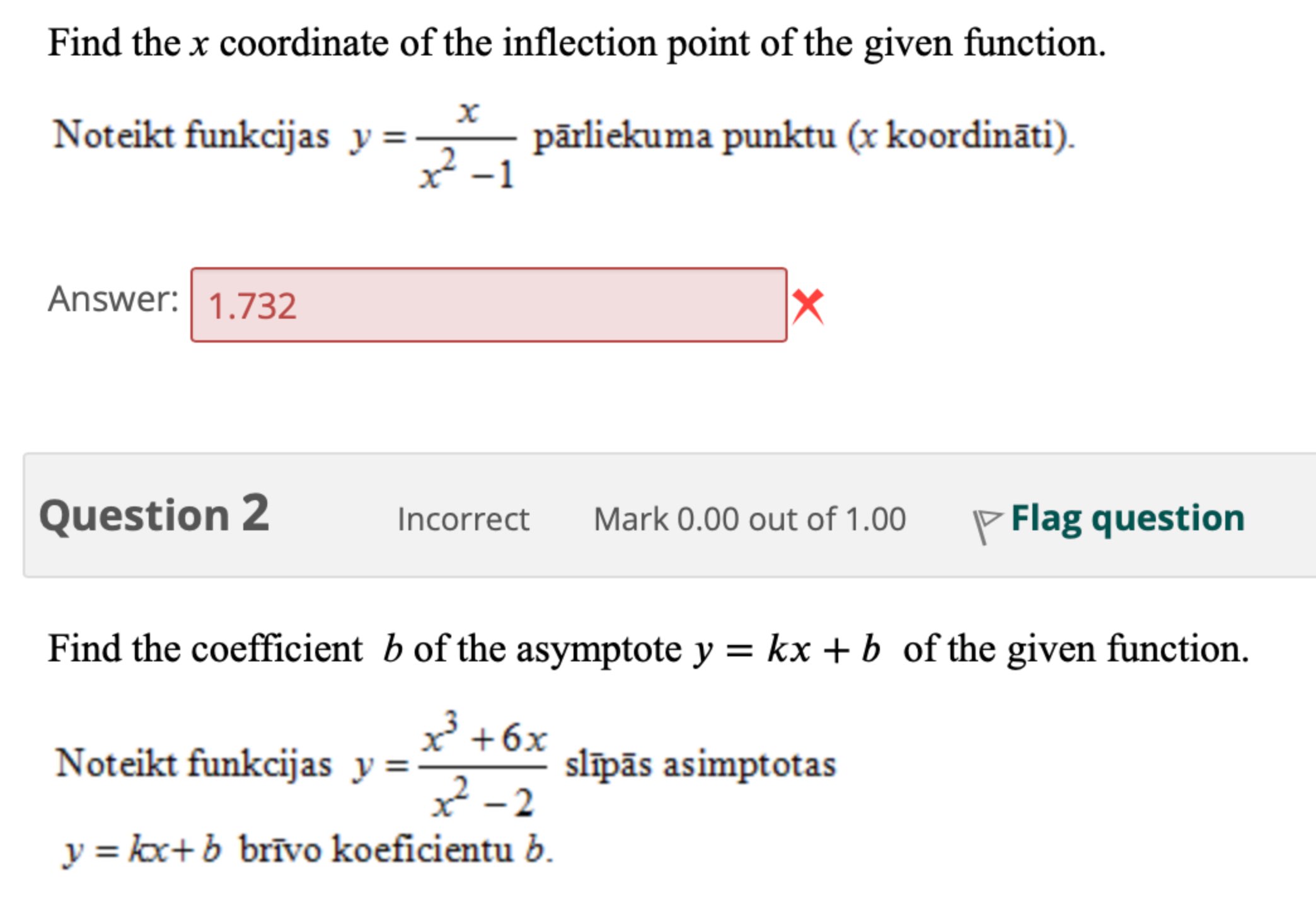 Solved Find the x ﻿coordinate of the inflection point of the | Chegg.com