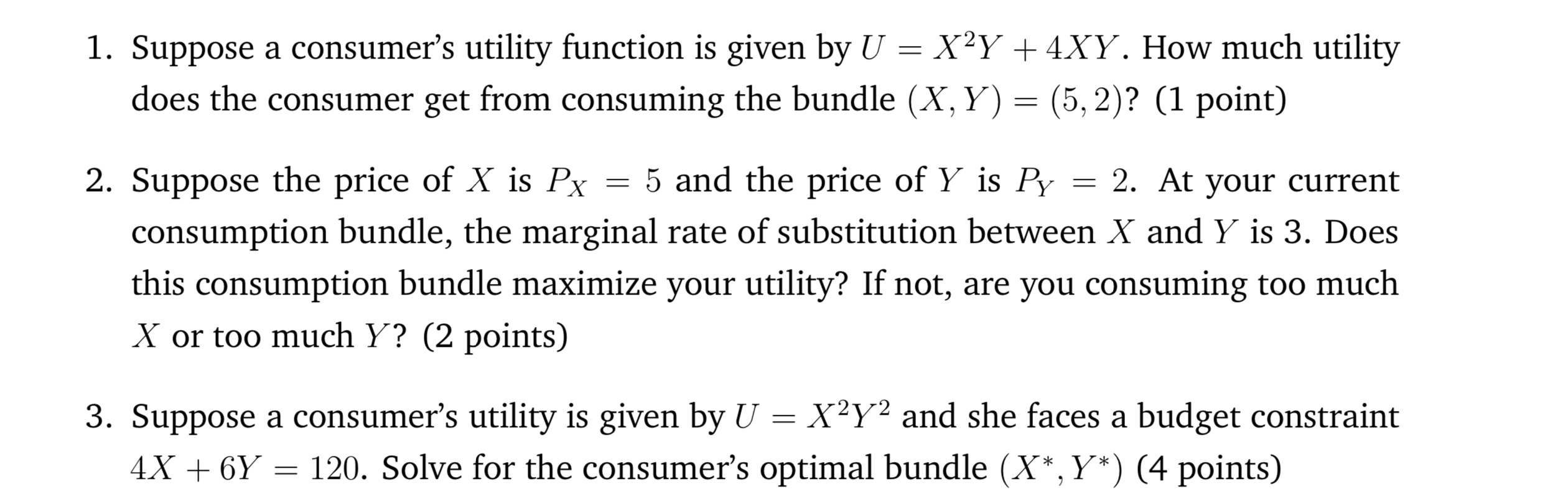Solved 1. Suppose a consumer's utility function is given by | Chegg.com