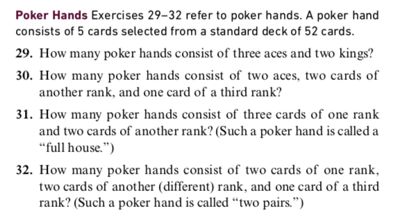 Solved Poker Hands Exercises 29-32 refer to poker hands. A | Chegg.com
