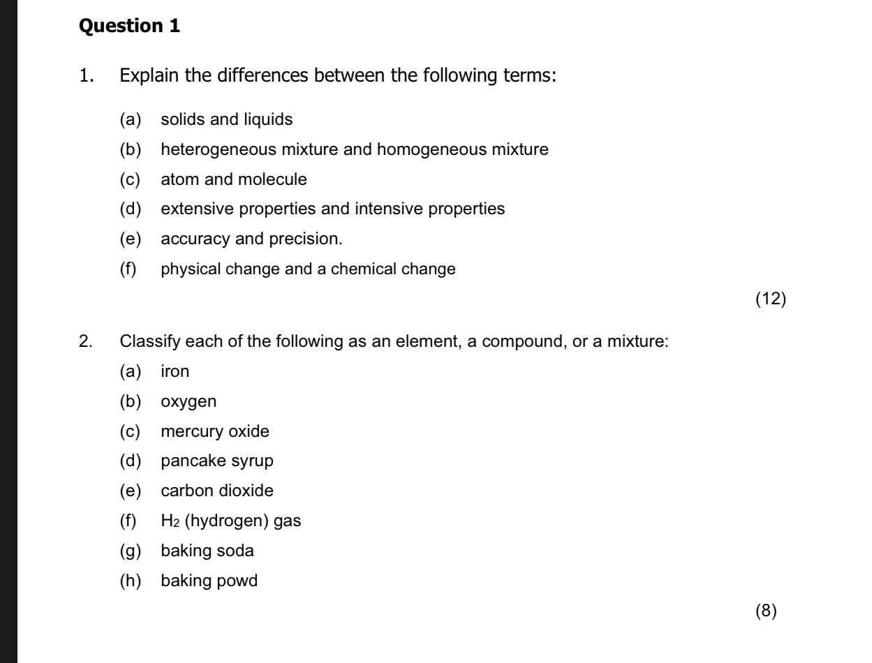 Solved 1. Explain the differences between the following | Chegg.com
