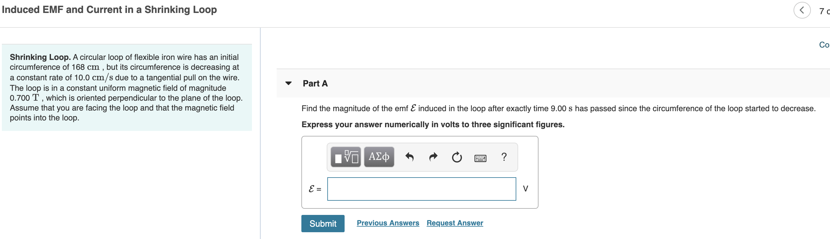 Solved Induced EMF and Current in a Shrinking Loop Shrinking | Chegg.com