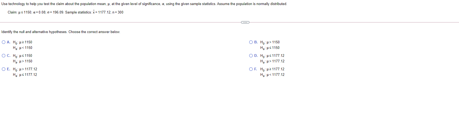 Solved Use technology to help you test the claim about the | Chegg.com