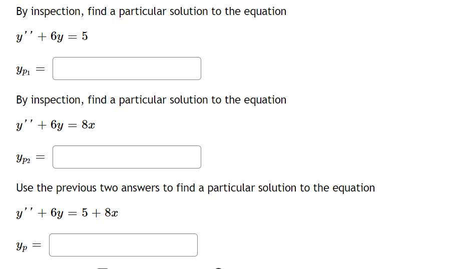 Solved By inspection, find a particular solution to the | Chegg.com