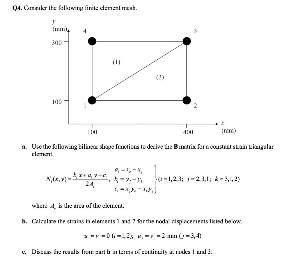 Solved Q4. Consider the following finite element mesh. y | Chegg.com