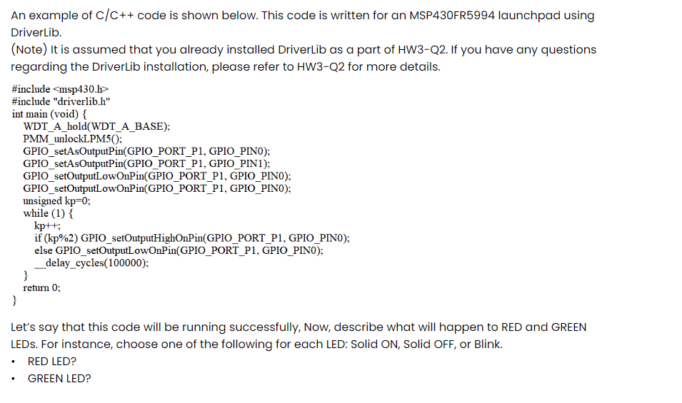 Solved An example of CC++ ﻿code is shown below. This code is | Chegg.com