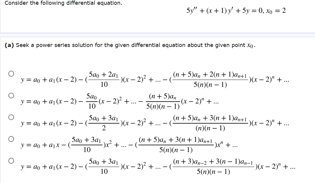 Solved Consider the following differential equation 5y" + | Chegg.com