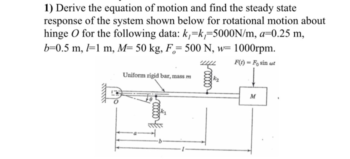 Solved 1) Derive the equation of motion and find the steady | Chegg.com Solved 1) Derive the equation of motion and find the steady | Chegg.com
