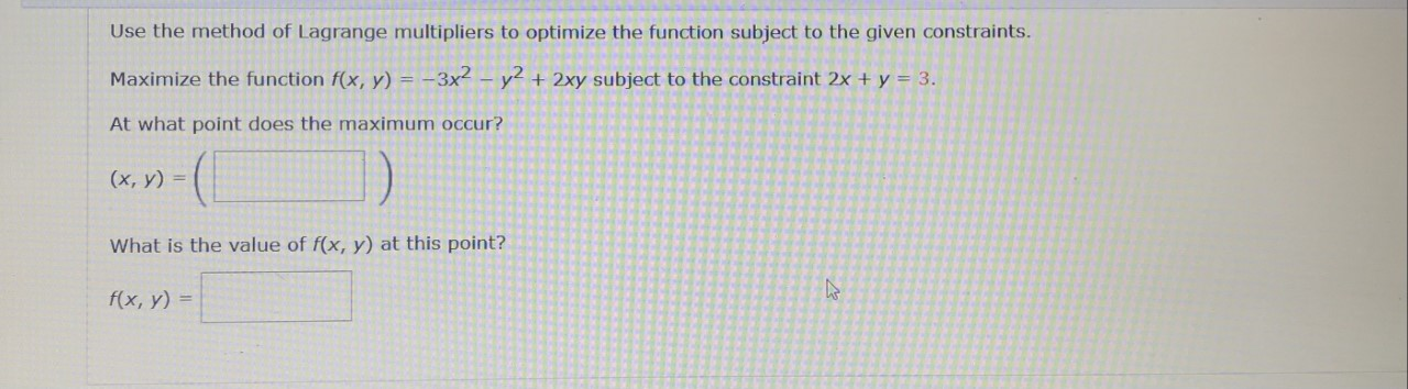 Solved Use the method of Lagrange multipliers to optimize | Chegg.com