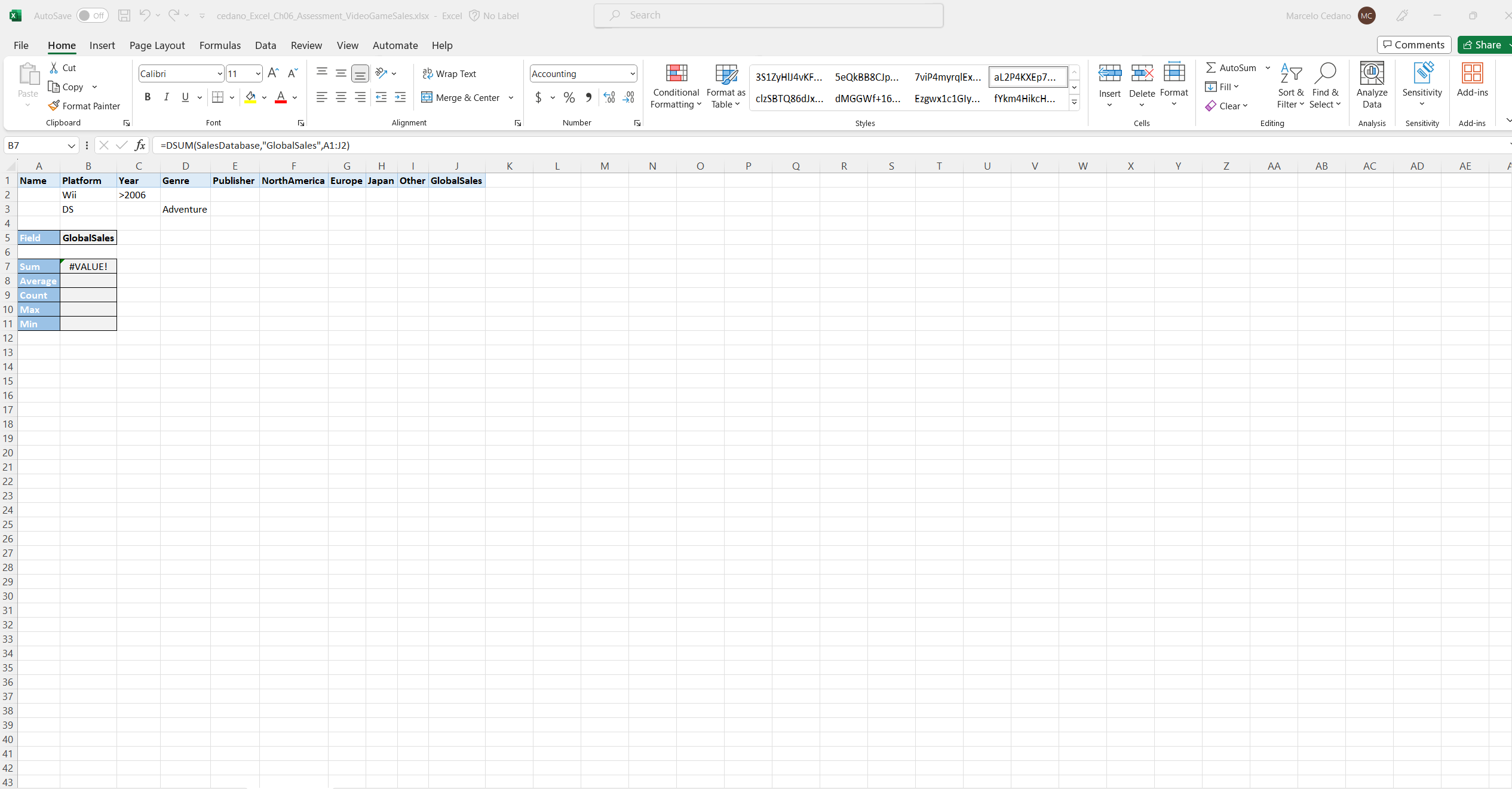 Solved When I type the formula on step 11 I get #VALUE! I am | Chegg.com