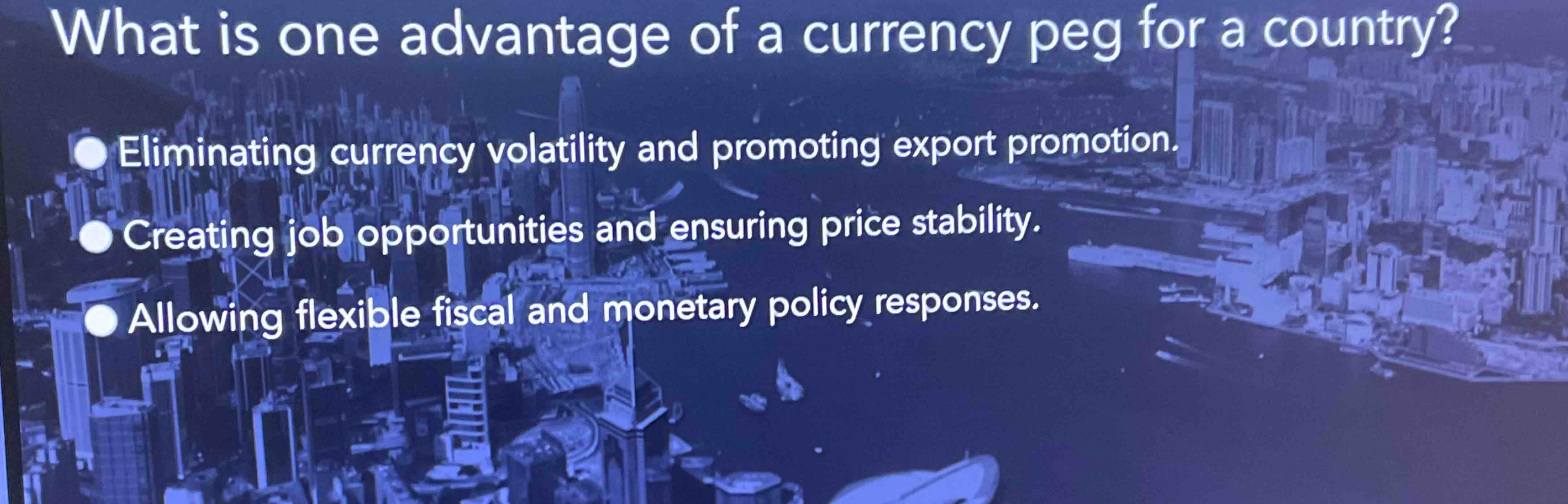 Solved What is one advantage of a currency peg for a | Chegg.com