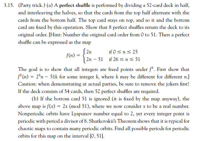(Party trick.) (a) A perfect shuffle is performed by | Chegg.com