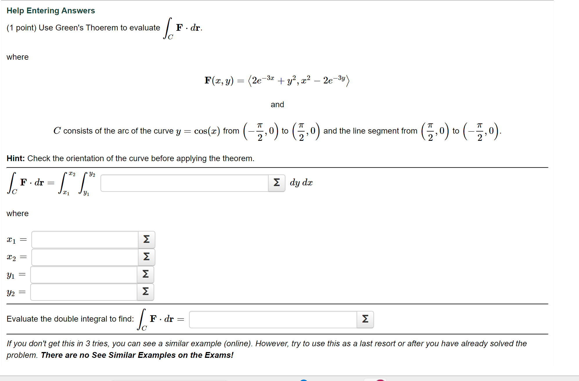 Solved Help Entering Answers (1 point) Use Green's Thoerem | Chegg.com