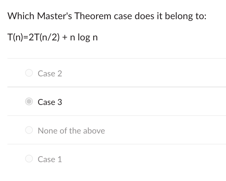 Solved Which Master's Theorem case does it belong to: | Chegg.com